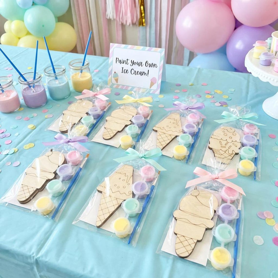 DIY Ice Cream Paint Kit Party Favor Wooden Craft Set Pastel Kids ...