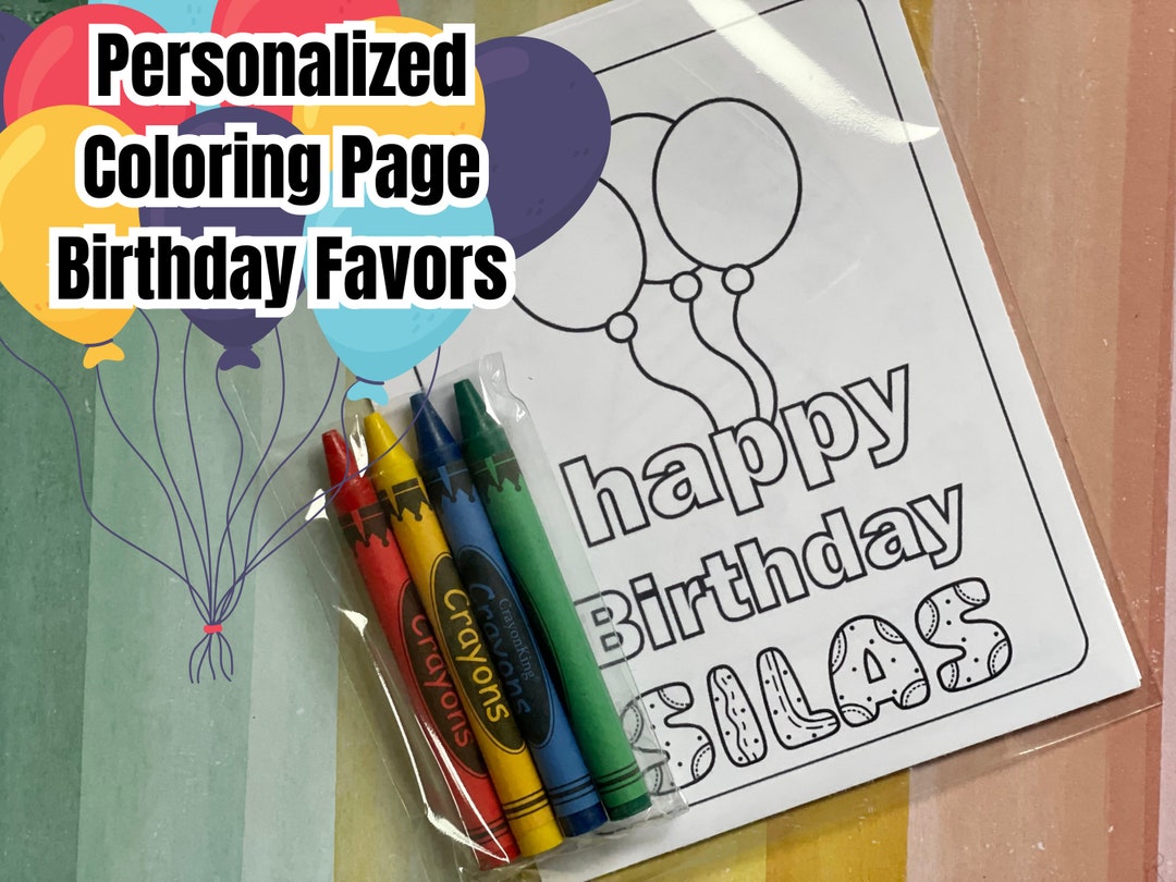 Personalized Birthday Party Favors Coloring Sheets Custom Name and ...