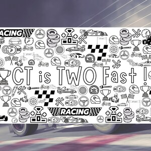 LARGE 6-foot Race Car Theme Coloring Banner Personalized Birthday ...
