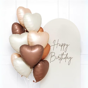 Beige Matte Carmel Balloon Heart Shaped Helium Foil Cream 18" Bday ...