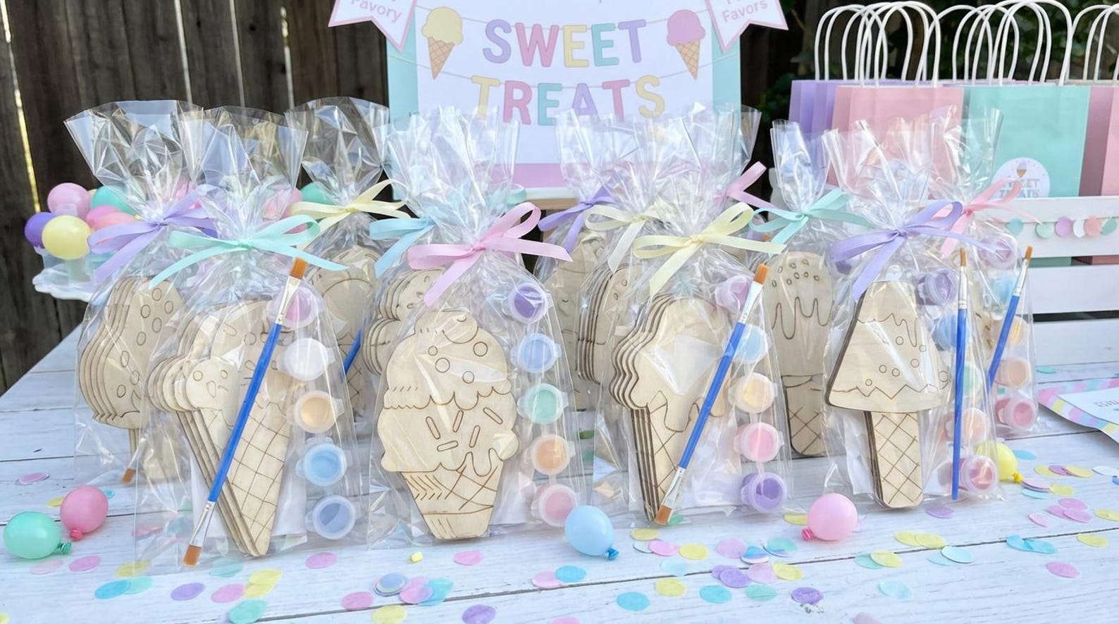 DIY Ice Cream Paint Kit Party Favor Wooden Craft Set Pastel Kids ...