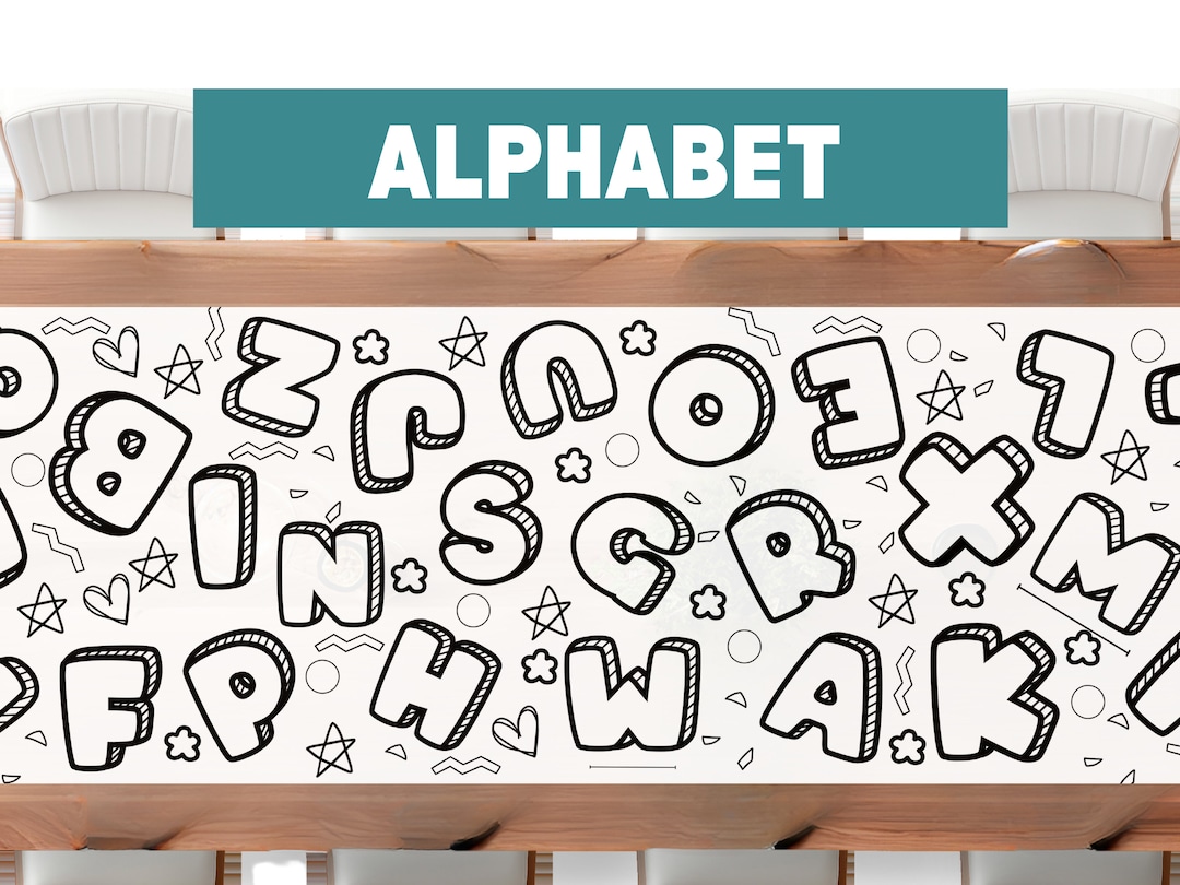 LARGE 6-foot Coloring Banner Alphabet Educational Poster Table Cover ...