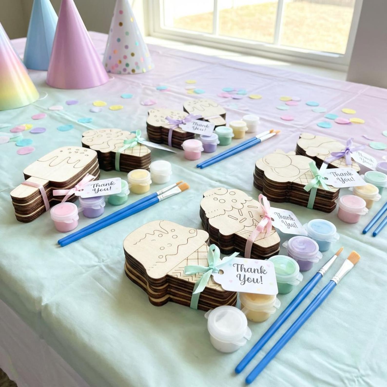 DIY Ice Cream Paint Kit Party Favor Wooden Craft Set Pastel Kids ...