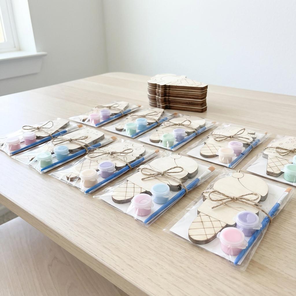 DIY Ice Cream Paint Kit Party Favor Wooden Craft Set Pastel Kids ...