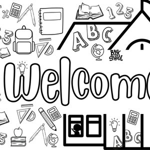 LARGE 6-foot Back to School Welcome Coloring Banner Personalized School ...