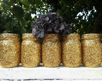 Glitter Mason Jars | Etsy