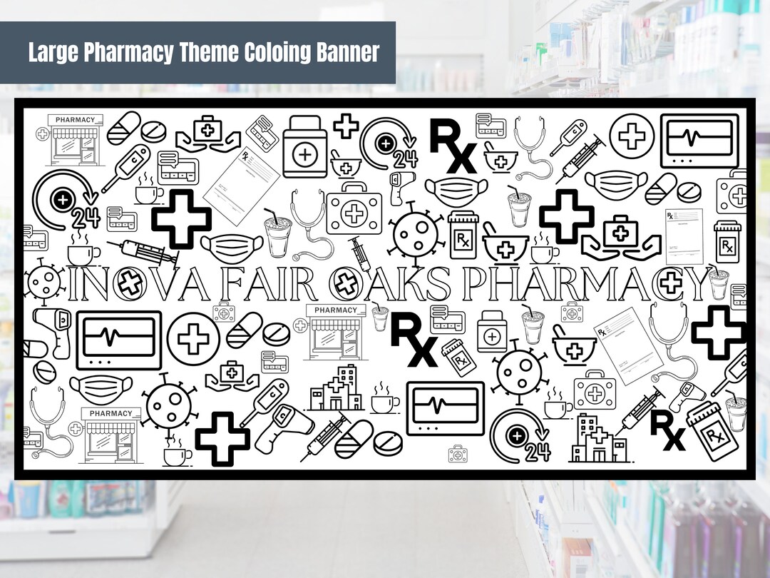 CUSTOM Large Pharmacy Medical Coloring Banner Healthcare Heroes Giant ...