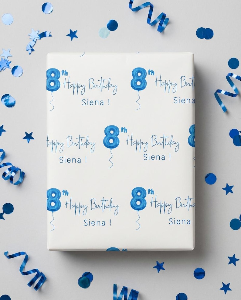 Cute Custom Name & Number Wrapping Paper Personalized Birthday Gift ...