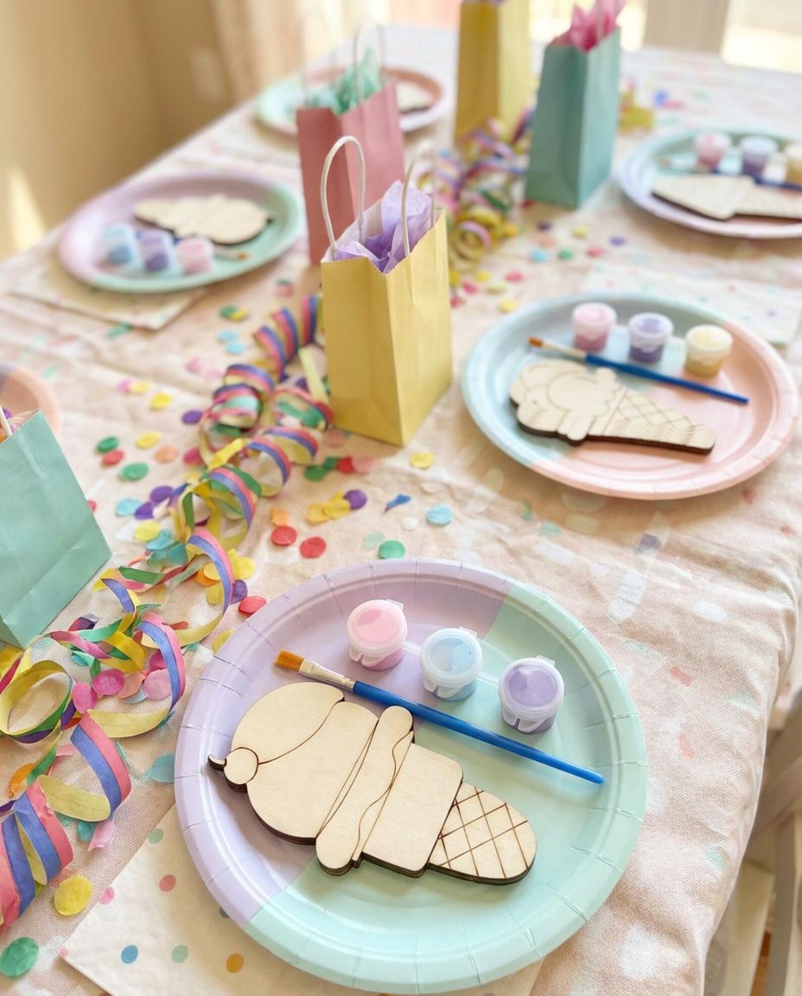 DIY Ice Cream Paint Kit Party Favor Wooden Craft Set Pastel Kids ...