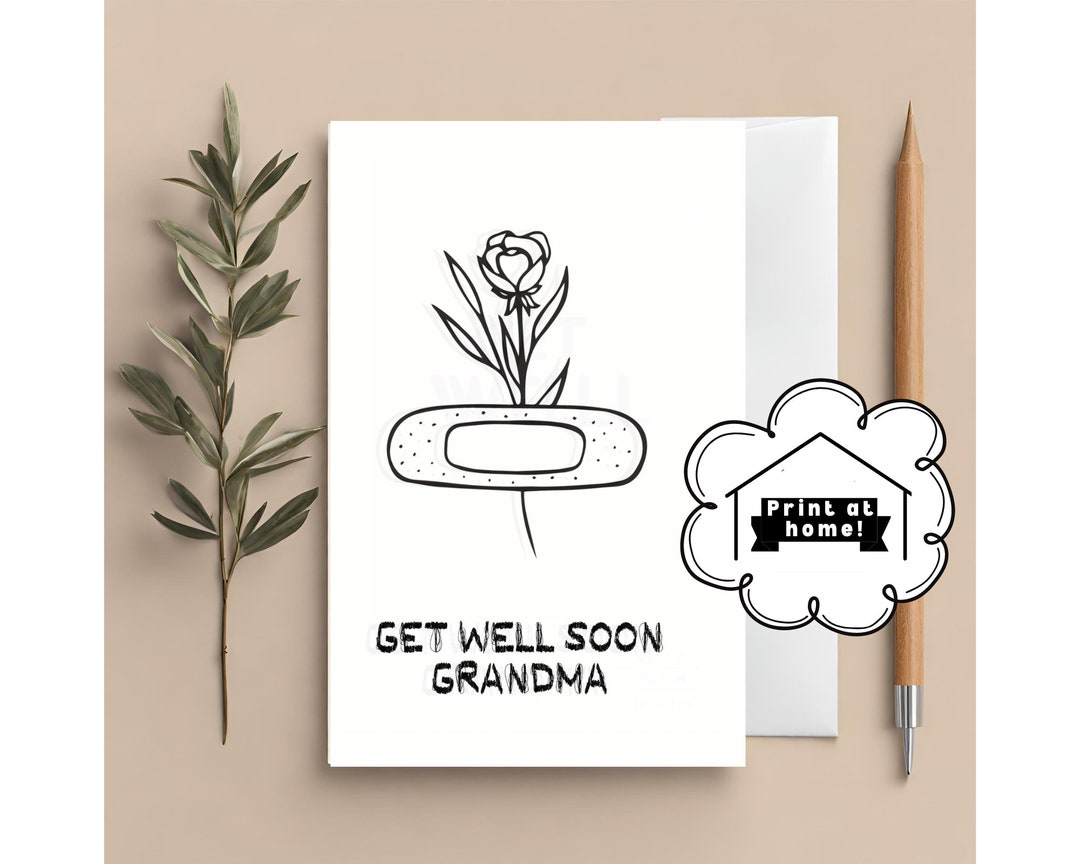 Colorable Kid Get Well Card Grandma From Child Kid Card for Grand ...