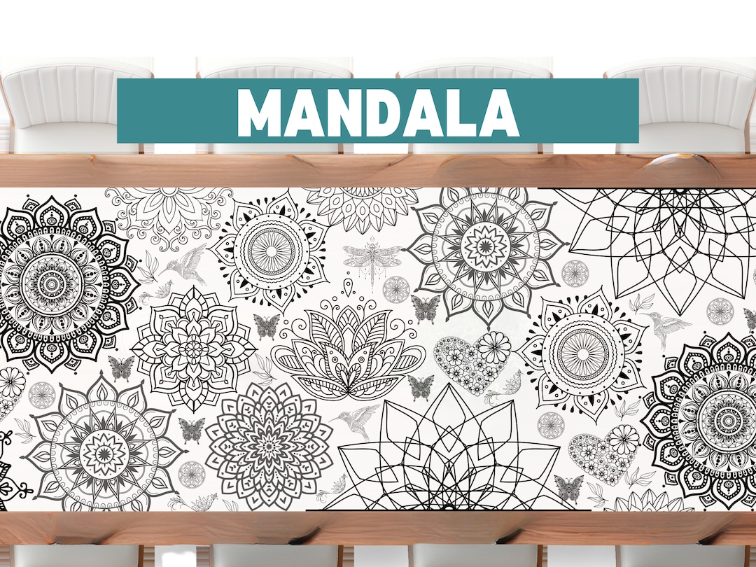 Large Mandala Coloring Banner Coloring Poster Tablecloth for Party ...