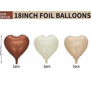 Beige Matte Carmel Balloon Heart Shaped Helium Foil Cream 18" Bday ...