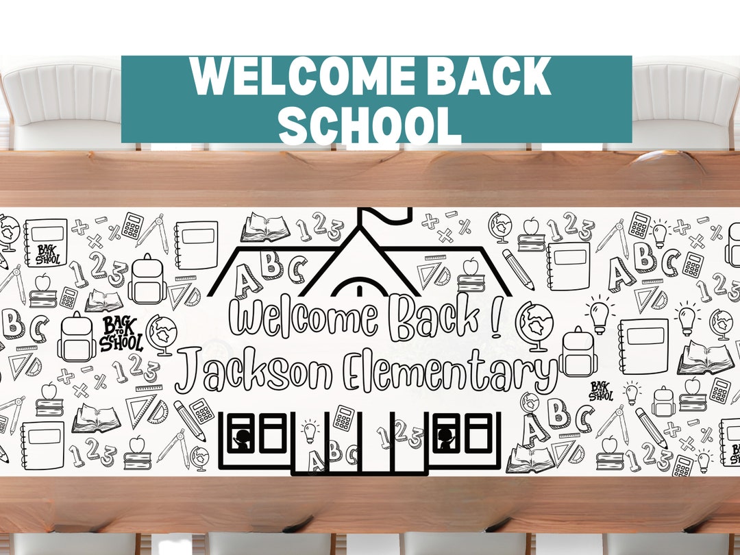 LARGE 6-foot Back to School Welcome Coloring Banner Personalized School ...