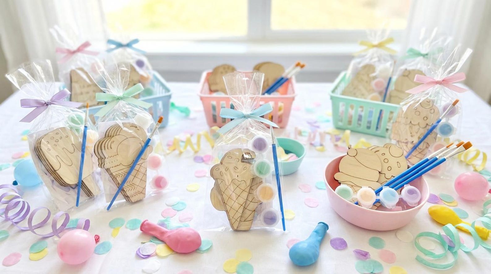 DIY Ice Cream Paint Kit Party Favor Wooden Craft Set Pastel Kids ...