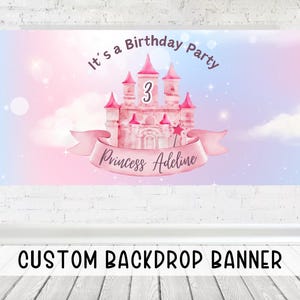 Princess Birthday Party Backdrop Custom Name Number Banner Signage ...