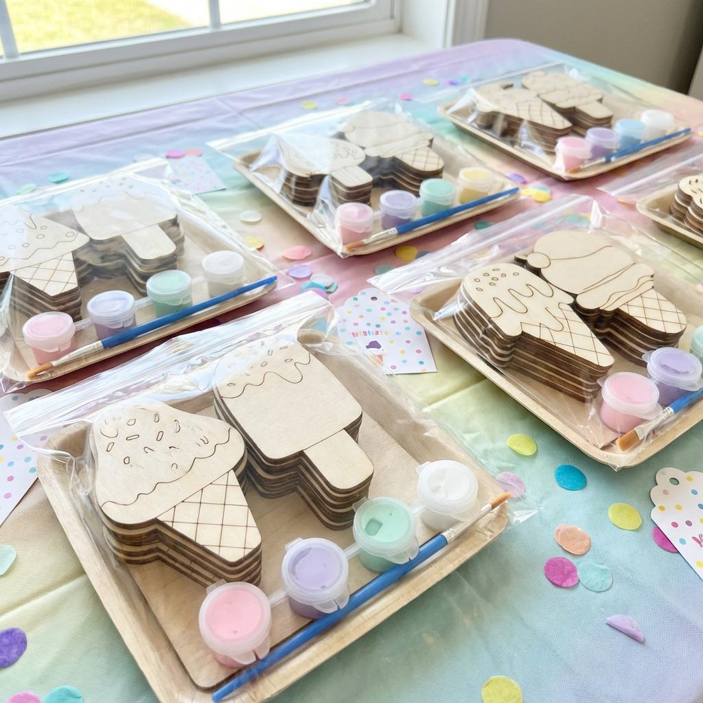 DIY Ice Cream Paint Kit Party Favor Wooden Craft Set Pastel Kids ...