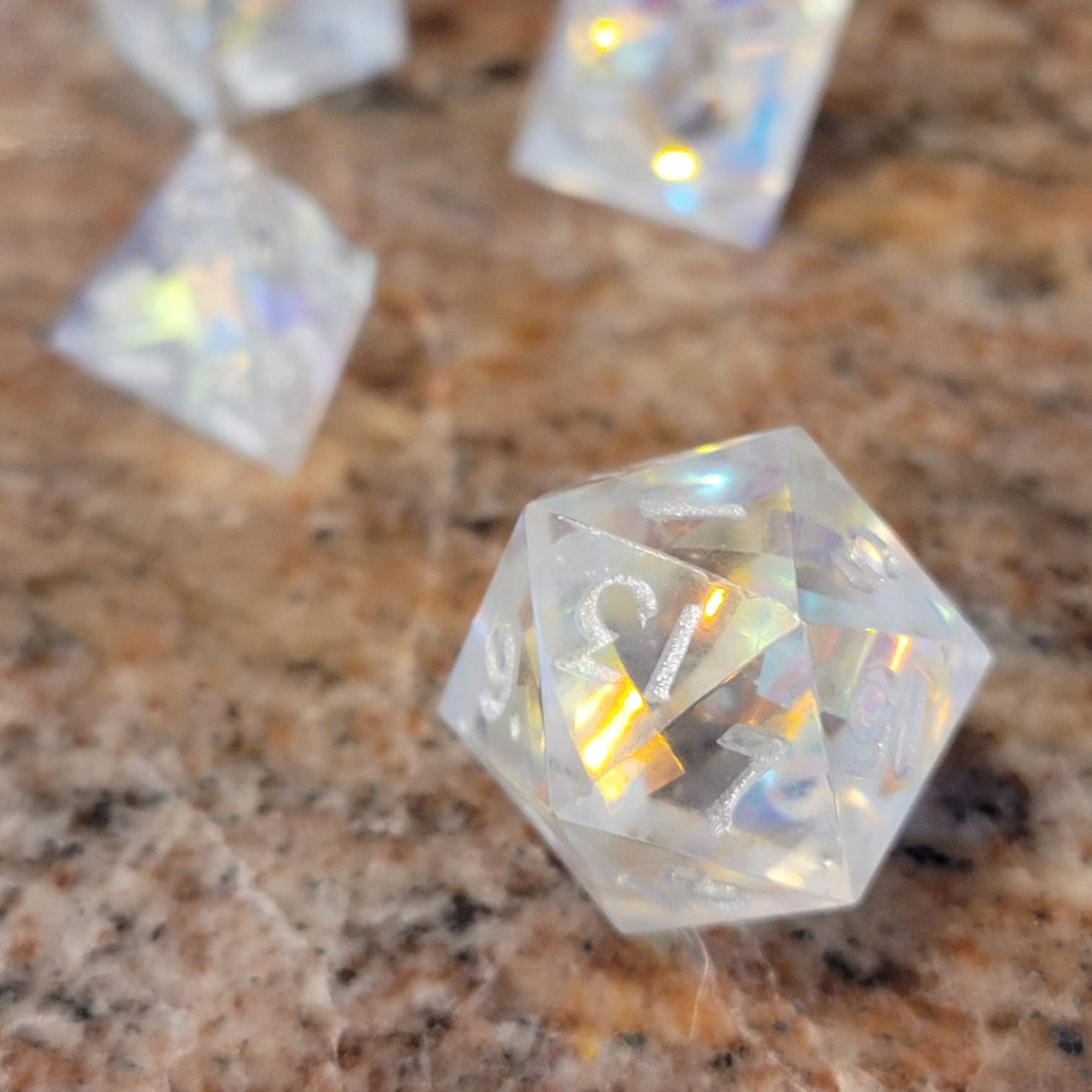 Dichroic Dice Set - "ice Clouds" - Handmade Resin Dice - Etsy