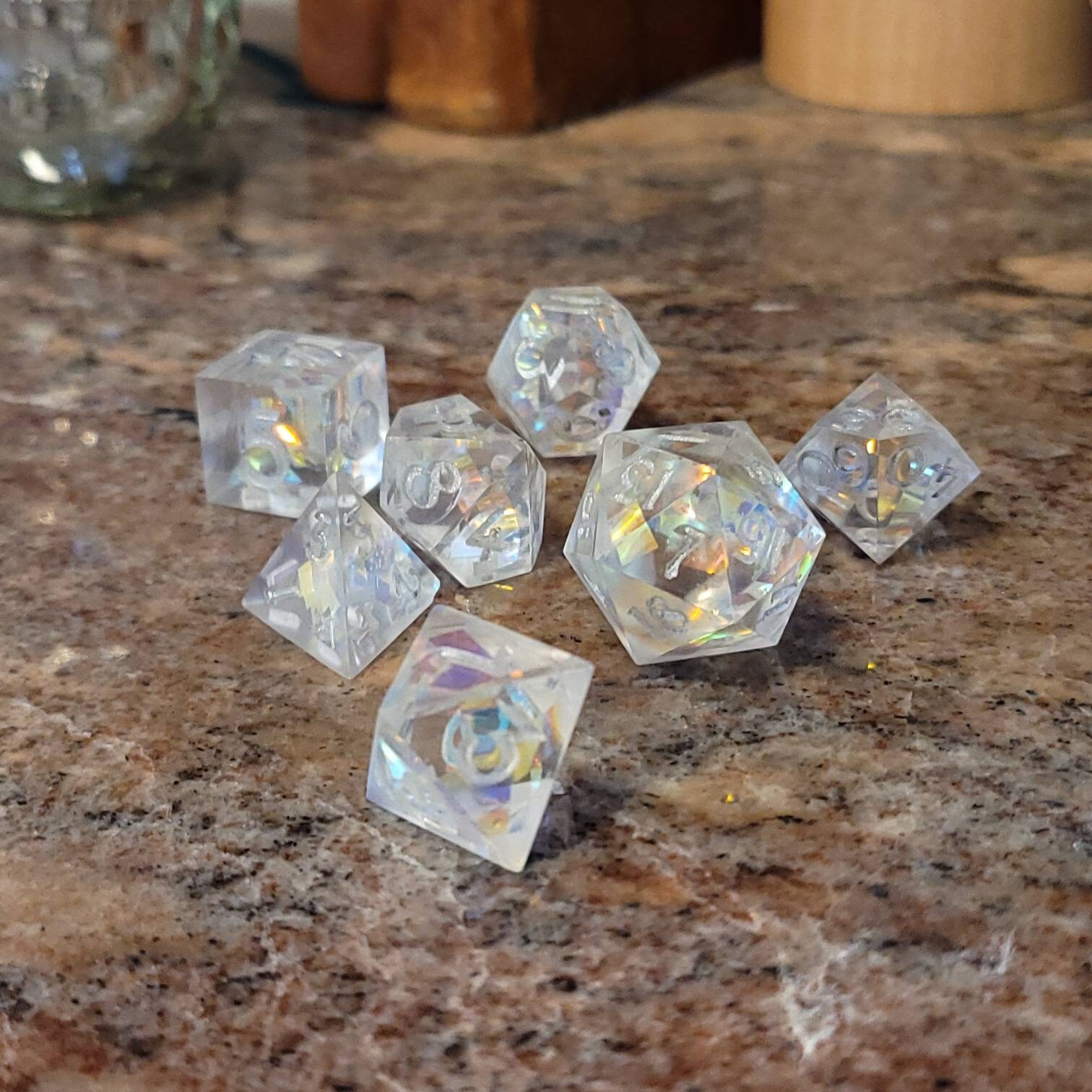 Dichroic Dice Set - "ice Clouds" - Handmade Resin Dice - Etsy