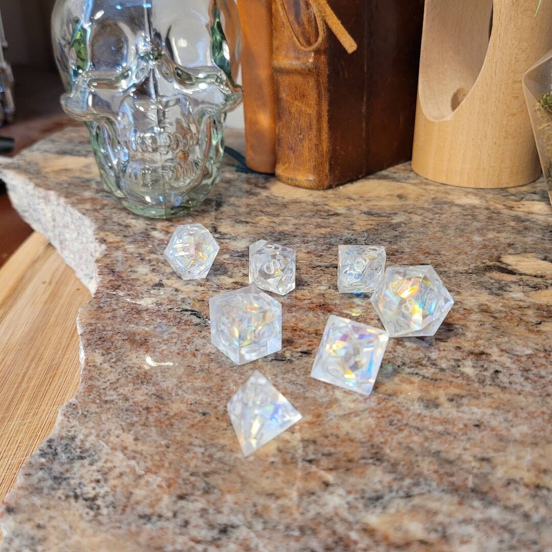 Dichroic Dice Set - "ice Clouds" - Handmade Resin Dice - Etsy