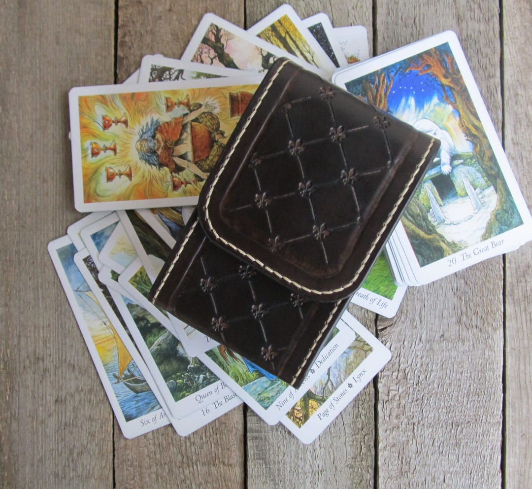 Tarot Deck Box Brown Tarot Leather Tarot Bag Tarot Leather Case Leather ...