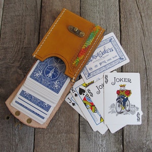 Yellow Deck Box for Playing Cards, Leather Case, Leather Playing Card ...