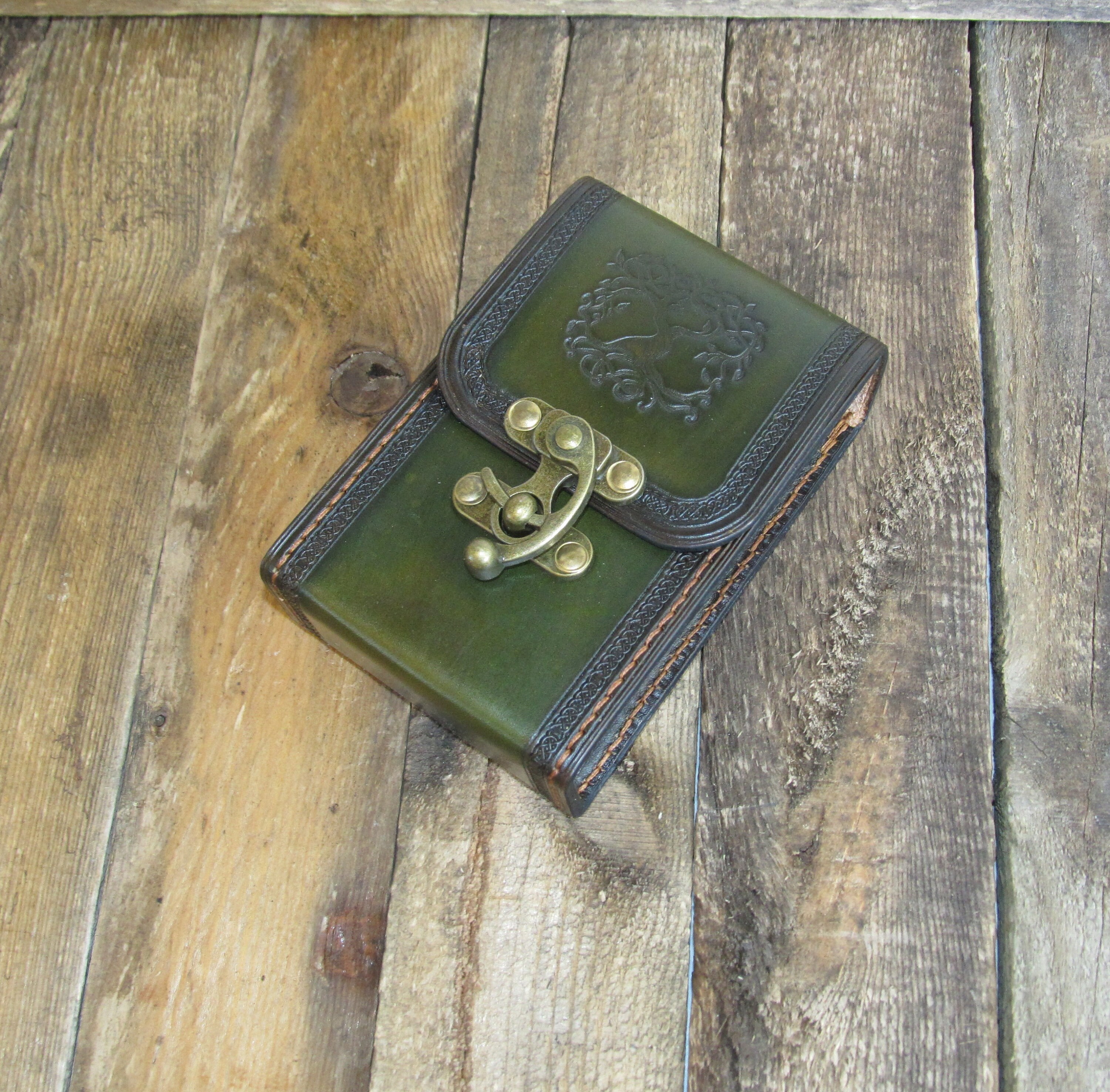 Green Tan Tarot Leather Deck Box Original Rider Waite Tarot | Etsy