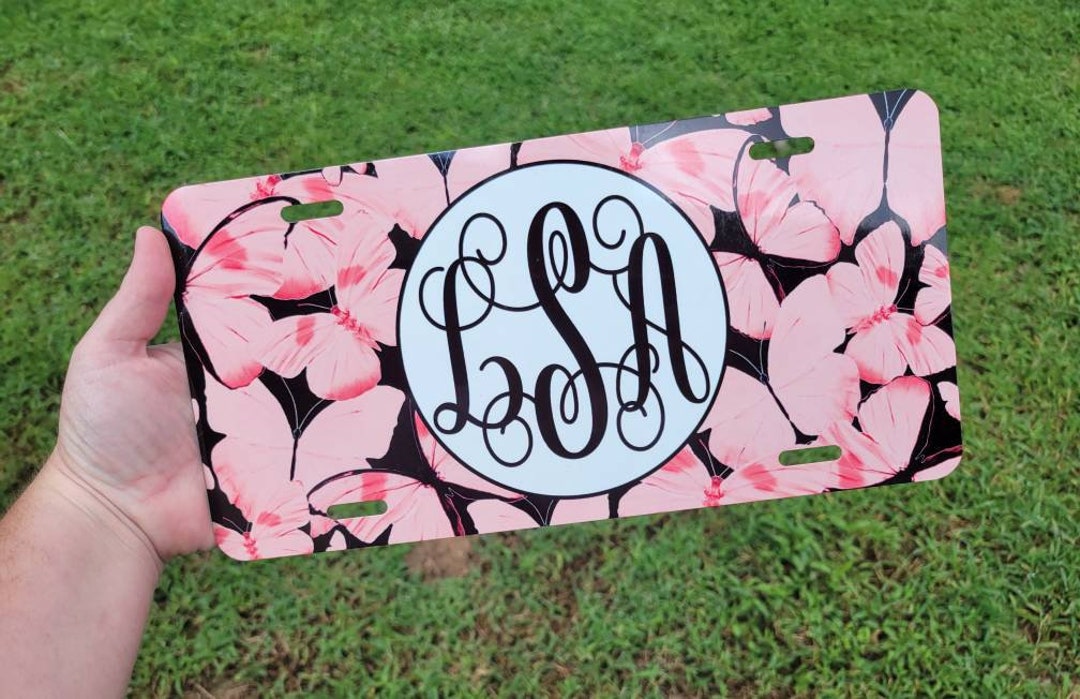 Pink Butterfly License Plate Personalized MONOGRAM Cute - Etsy