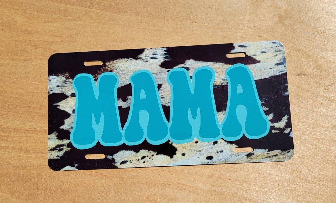 Mama Cow Hide License Plate Cow Print Personalized Mom Cute Car Tag ...