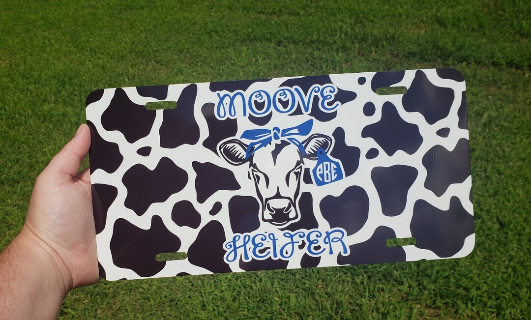 MOOVE HEIFER License Plate Car Tag Chapstick Key Chain Cow MONOGRAMMED ...