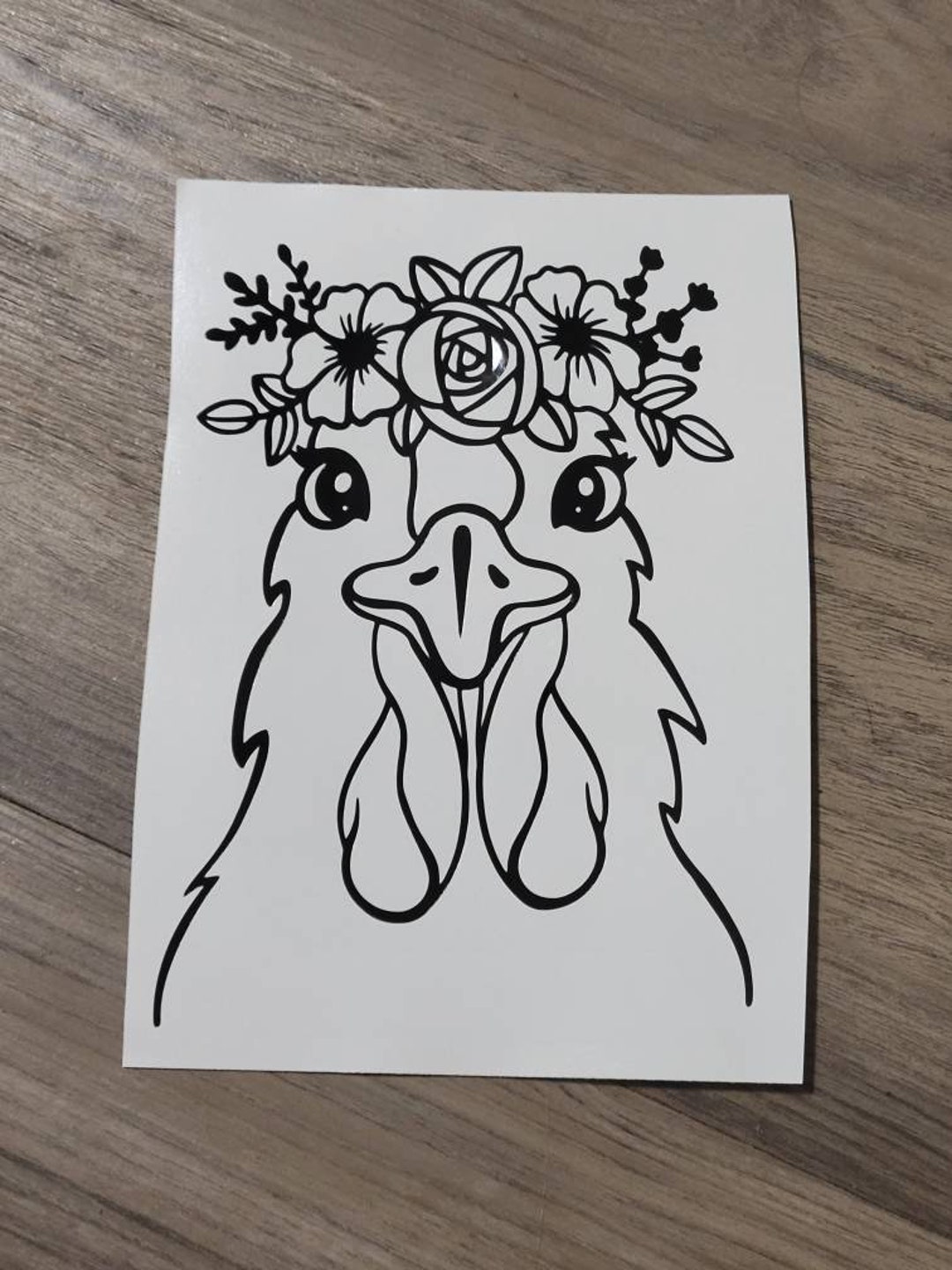 Floral Chicken Car Decal Car Sticker Hen Car Accessories Flowers Cute ...