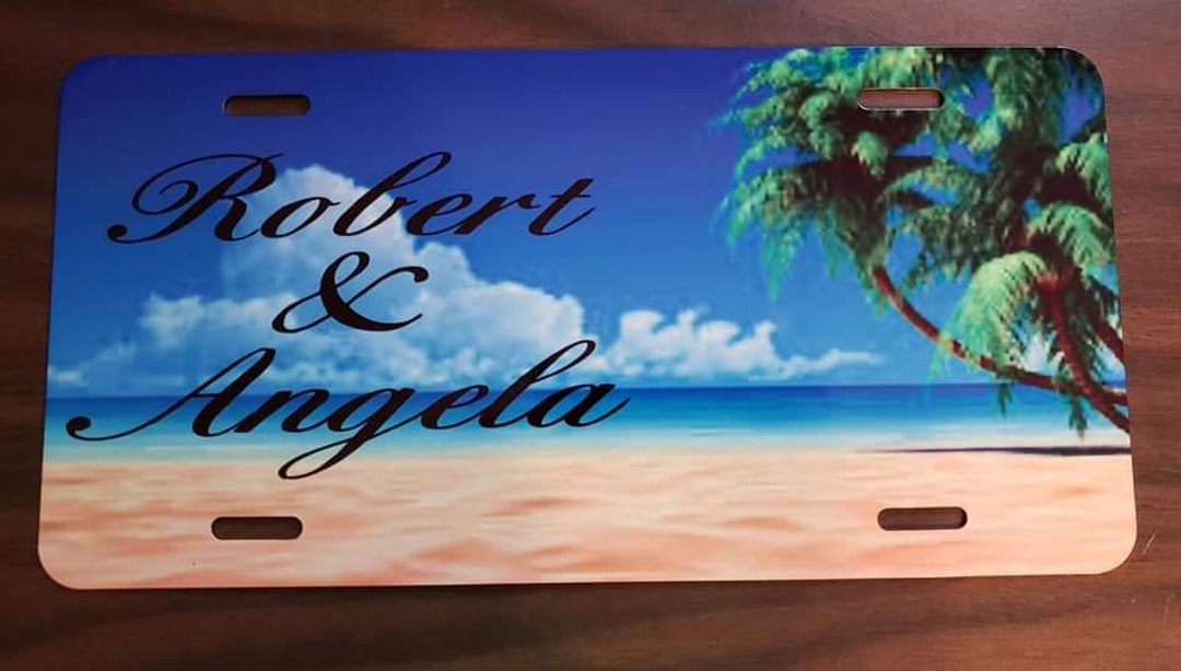 Beach Scene License Plate Car Tag Car Accessories Couples Married ...