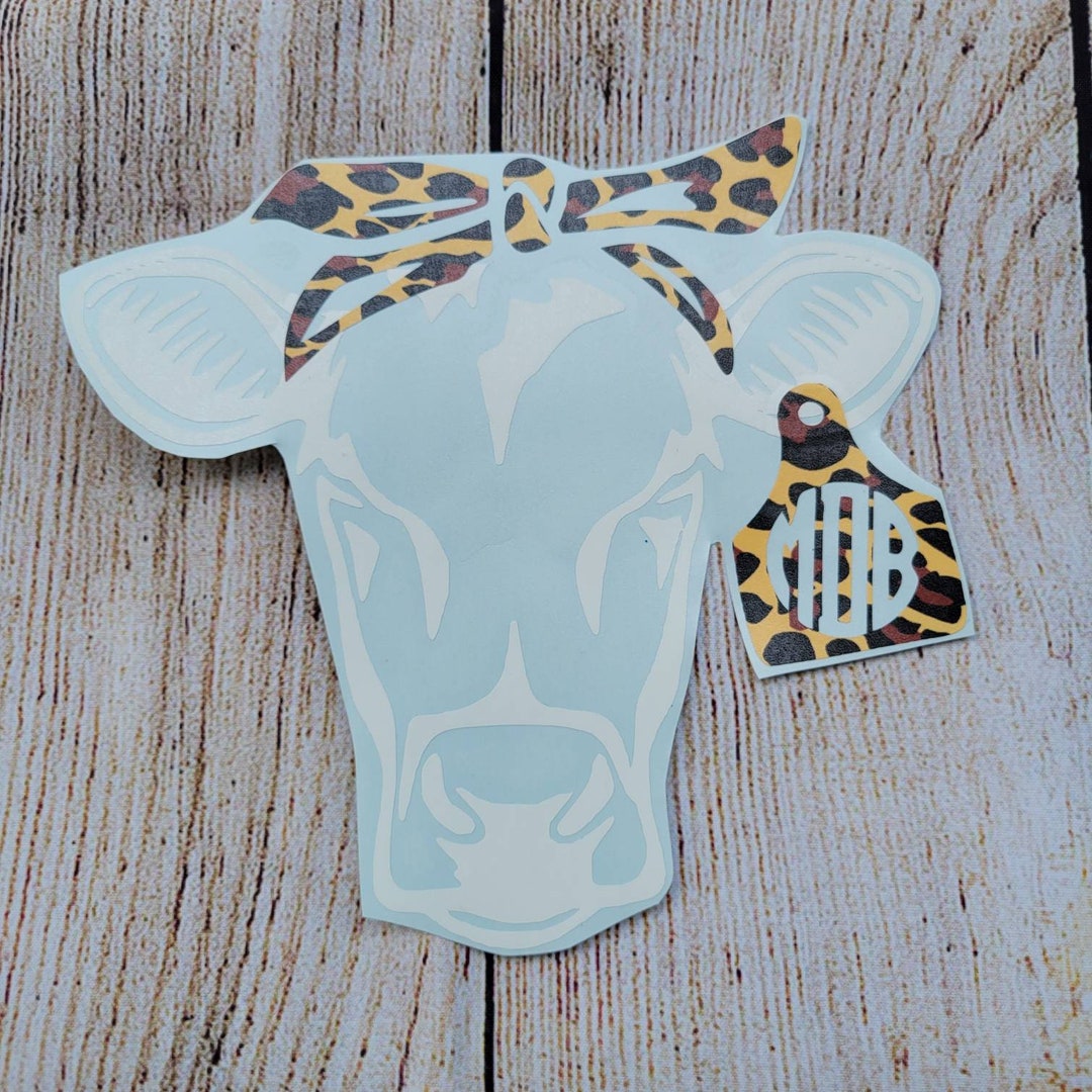 Leopard Print Bandana Cow Car Decal Heifer Car Accessories Cows ...