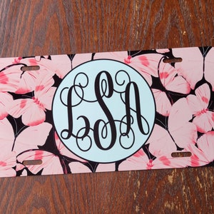Pink Butterfly License Plate Personalized MONOGRAM Cute - Etsy