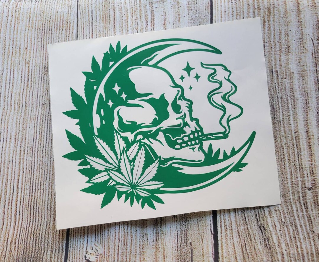 420 Skull Decal Smoking Skull Pot Head Cannabis Decal Car Accessories ...