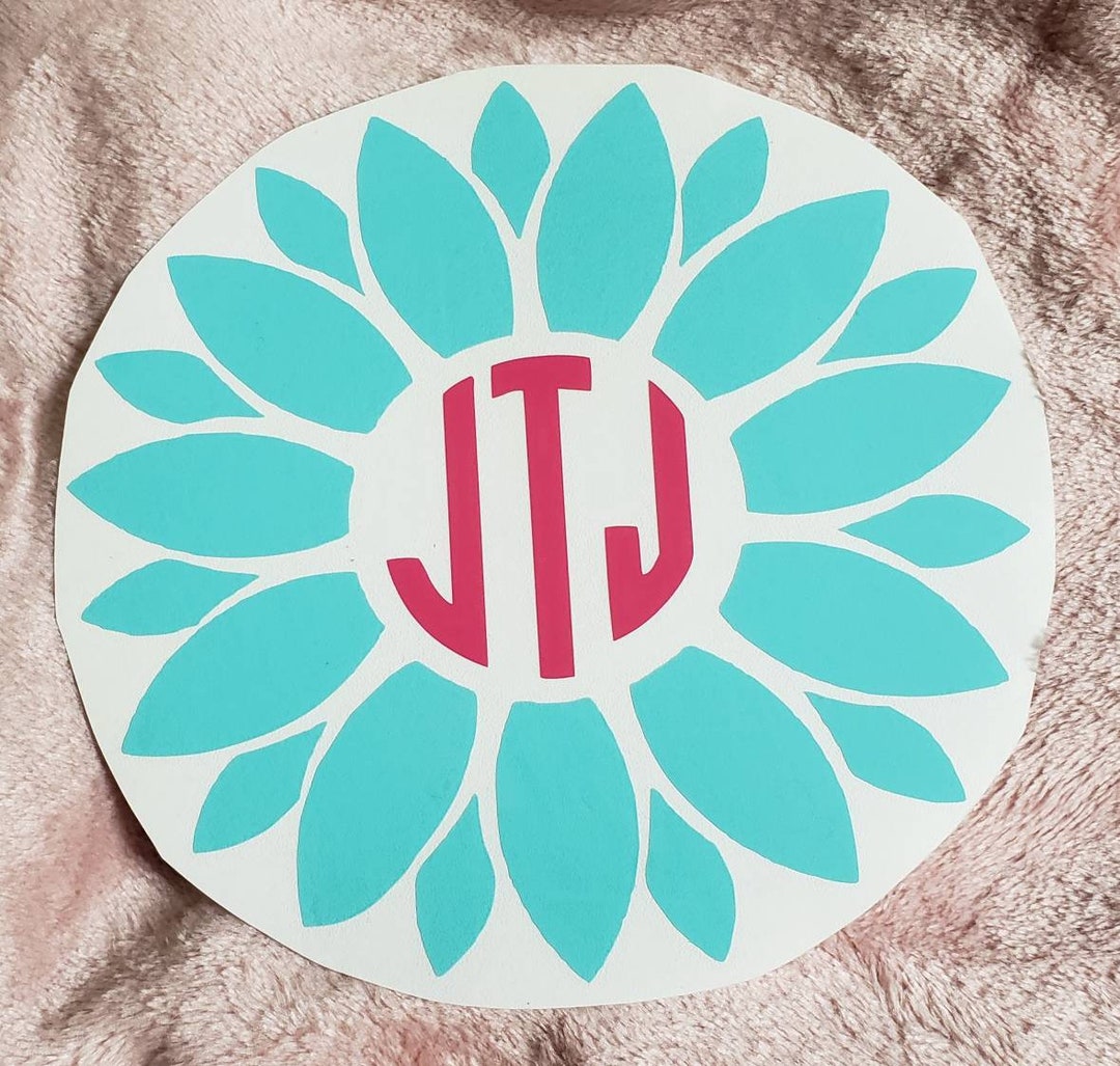 Daisy Flower Monogram Decal Vehicle Window Sticker, Floral Auto ...