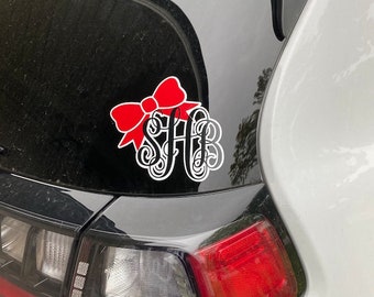 Monogram Bow Decal | Etsy