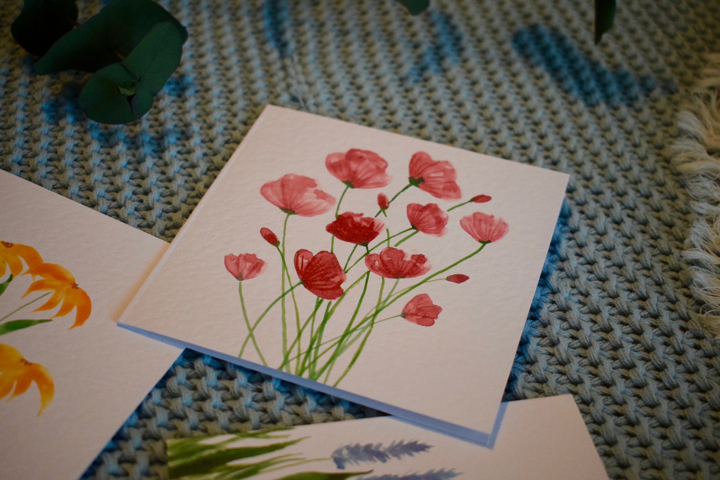 Set of 3 watercolour cards | Etsy