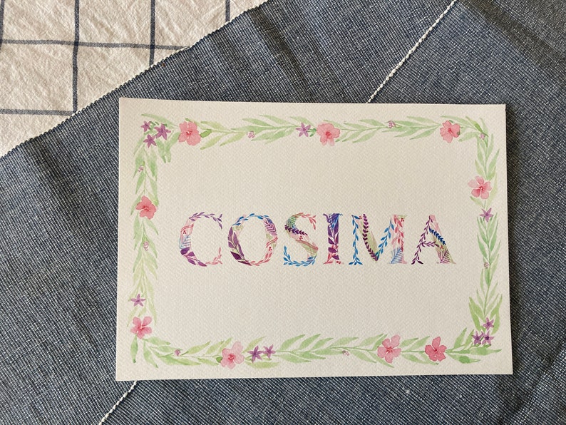 Custom Watercolour Name Lettering - Etsy UK