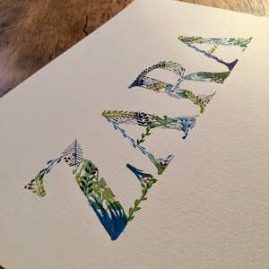 Custom Watercolour Name Lettering - Etsy UK