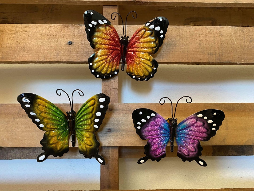 Metal Colorful Butterfly Sculptures Wall Art (set of 3 Pcs) - Etsy