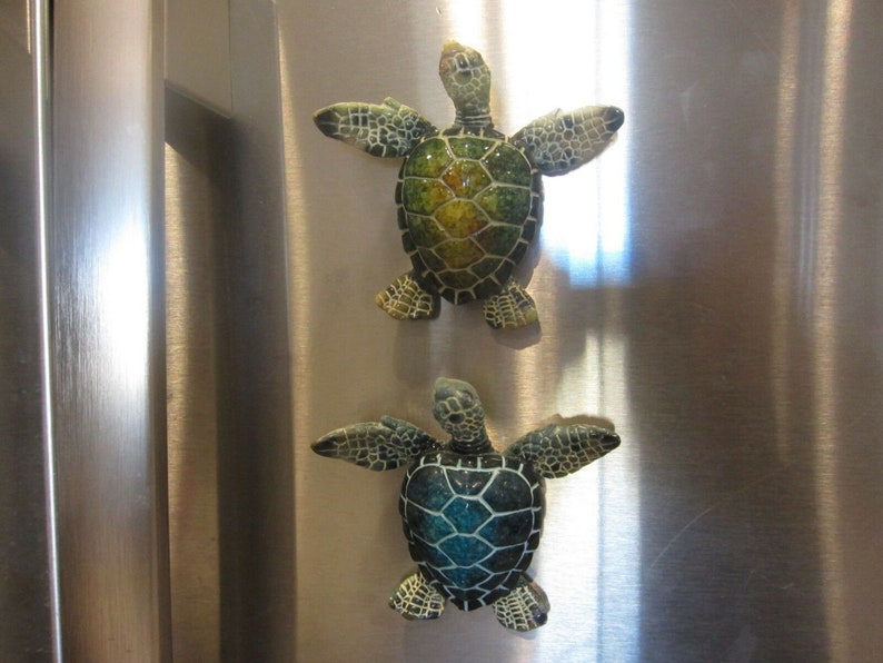 Sea Turtle Magnets for Fridge (set of 2 Pcs ) Home Decor/ Fine Craft ...
