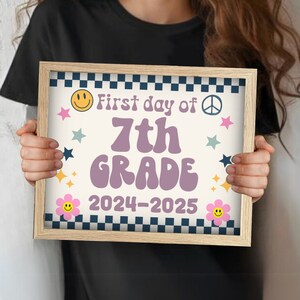 First Day of 7th Grade Sign, First Day of School Sign, Printable 7th ...