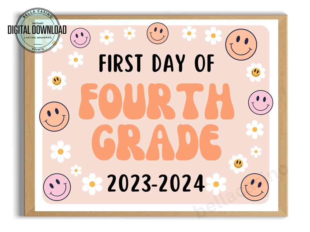 First Day of 4th Grade Sign First Day of School Sign - Etsy