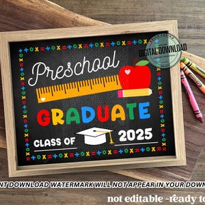 Preschool Graduate Sign, Last Day of Preschool, Printable Preschool ...