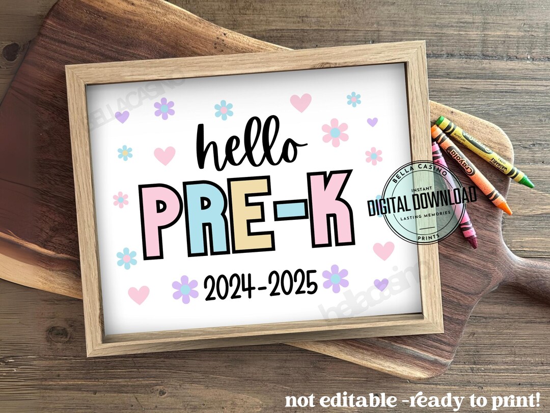 First Day of Pre-k Sign – Printable Back to School Photo Prop – Instant ...