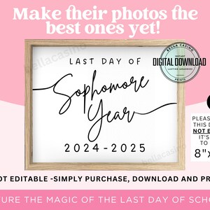 Last Day of Sophomore Year Sign – 10th Grade Printable | End of School ...