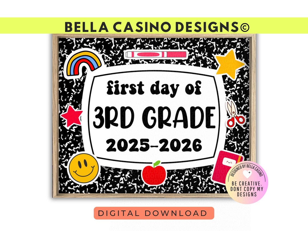 First Day of 3rd Grade Sign Printable - Digital Download - Etsy Portugal
