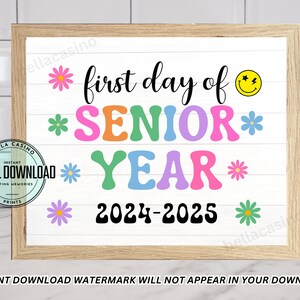 First Day of Senior Year Printable Sign Instant Digital Download Back ...