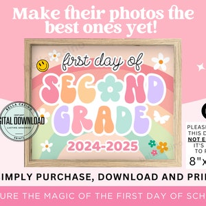 First Day of 2nd Grade Sign, First Day of School Sign, Printable 2nd ...