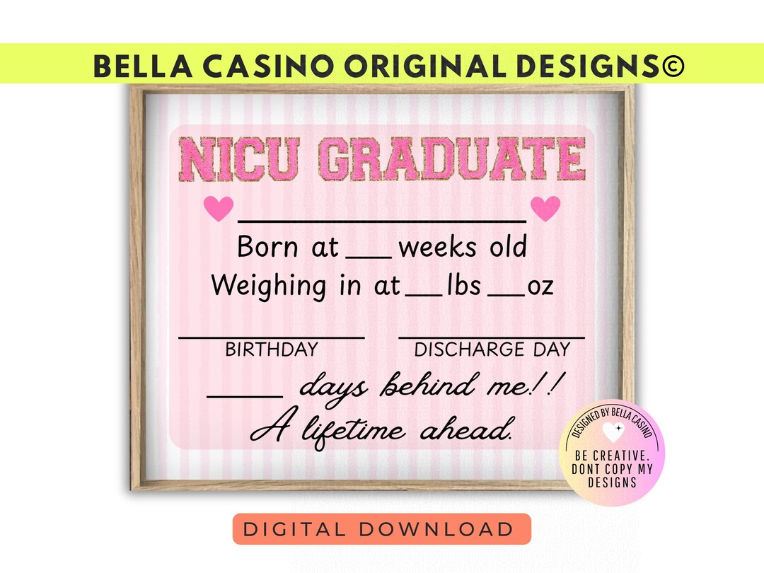 NICU Graduate Certificate Diploma Sign Printable Download - Etsy